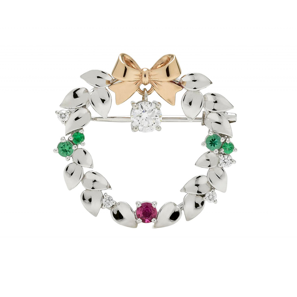 Pt／K18PGダイヤモンド・エメラルド・ルビーピンブローチ | 商品詳細 | 高島屋オンラインストア